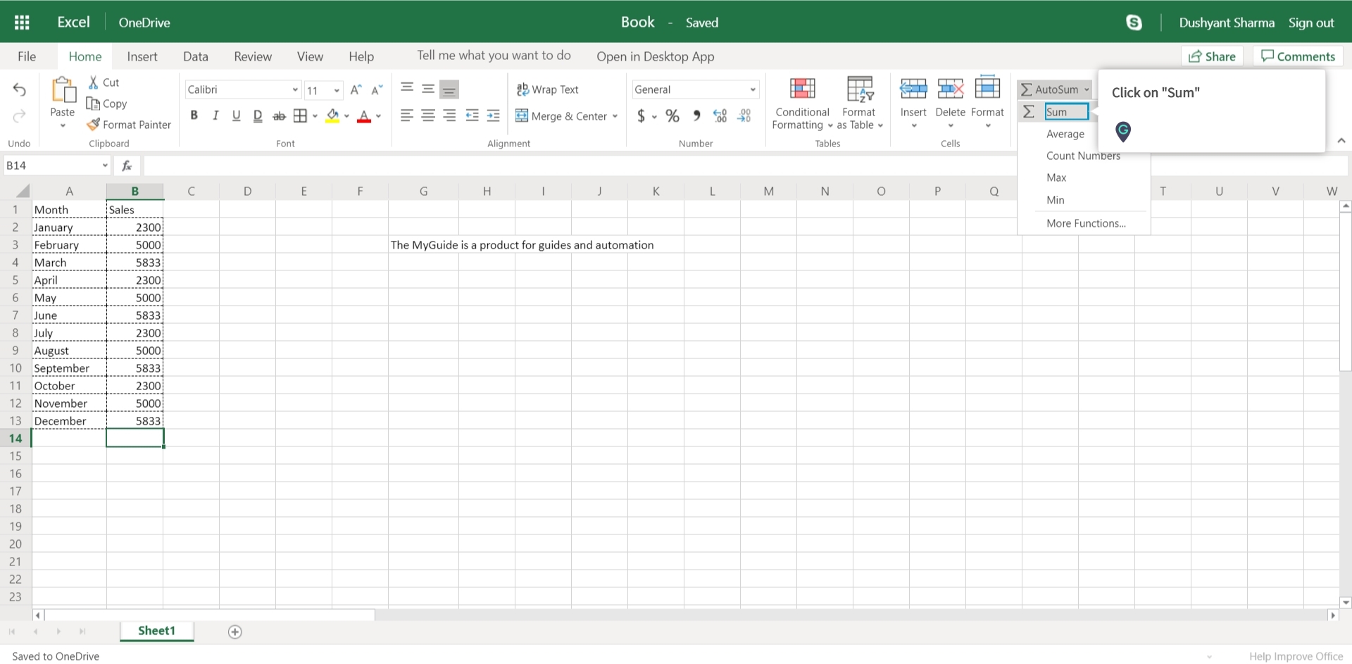 How To Auto Sum Numbers In MS Excel Online A Guide By MyGuide